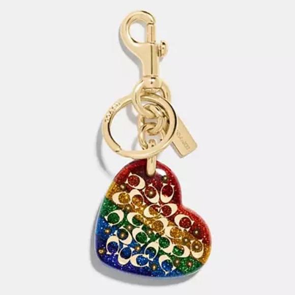 Coach | Accessories | Coach Rainbow Sprinkle Signature Heart Bag Charm ...